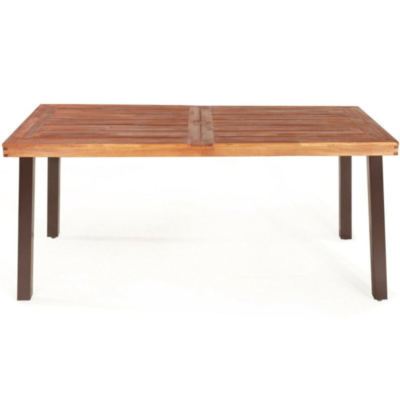 Latitude Run® Rectangular Acacia Wood Rustic Dining Furniture Table | Wayfair